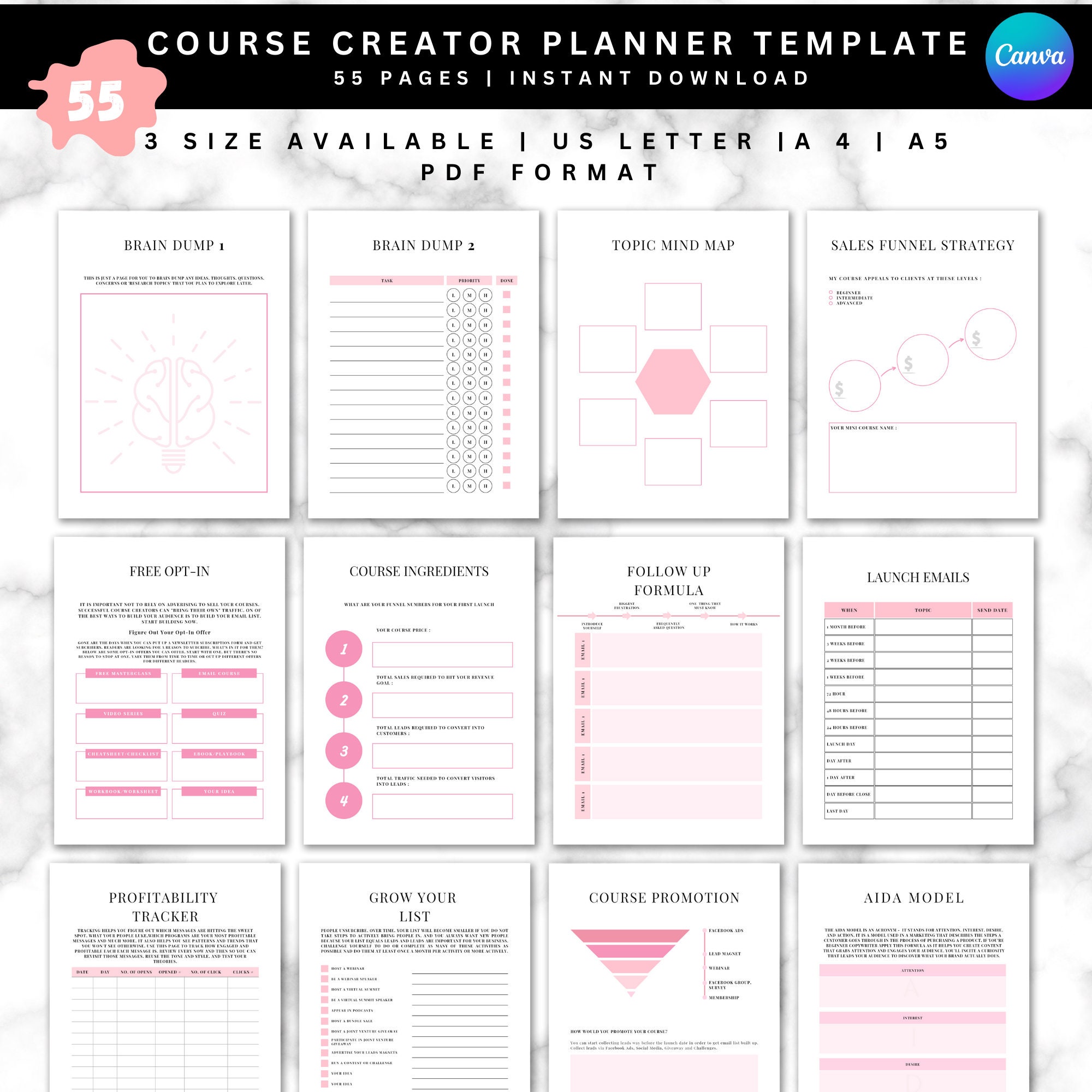 Editable Printable Online Course Planner Course Creator Planner ...