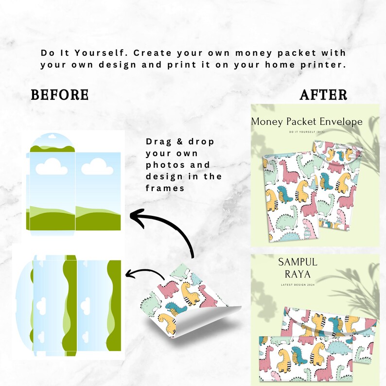 DIY Money Packet Envelope Editable Canva Template Mockup Christmas CNY ...