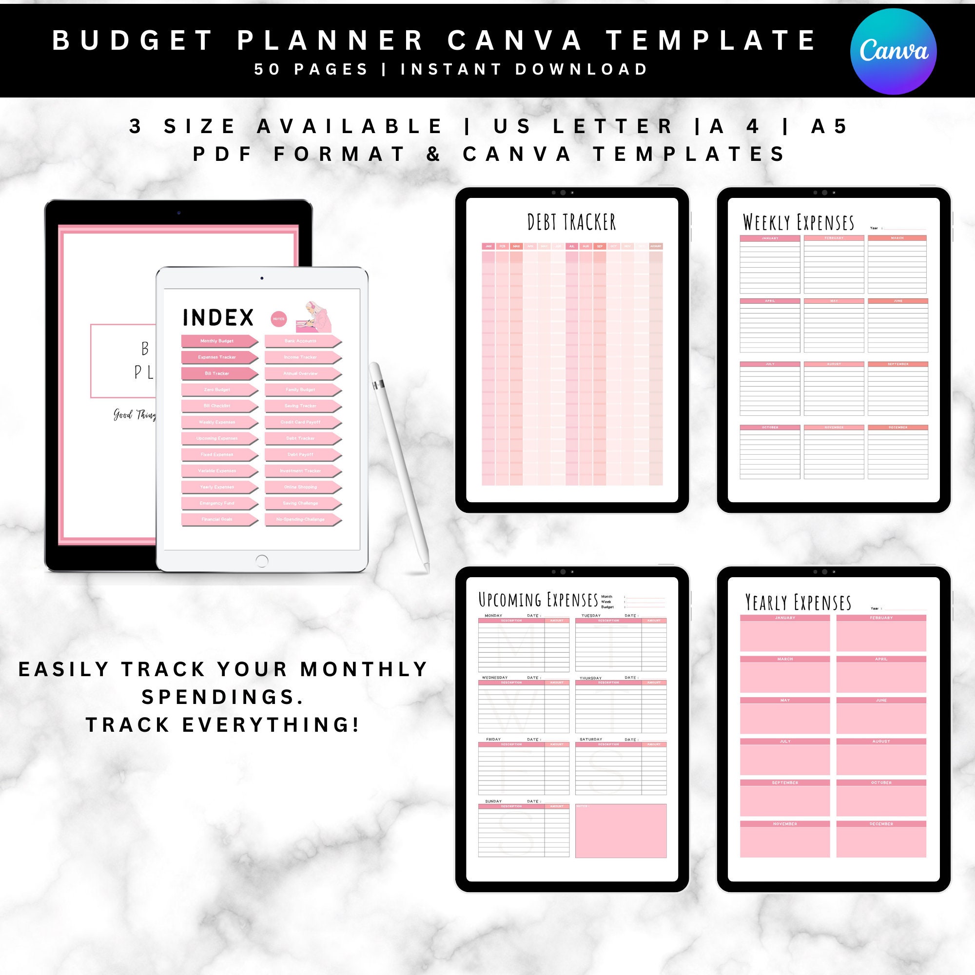 Editable Budget Planner Canva Templates Printable Budget by Paycheck ...