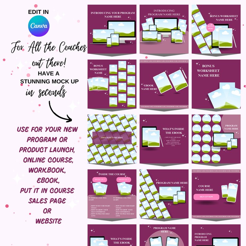 Mock up Template for Coaches, Course Creator Mockups, Digital Product ...
