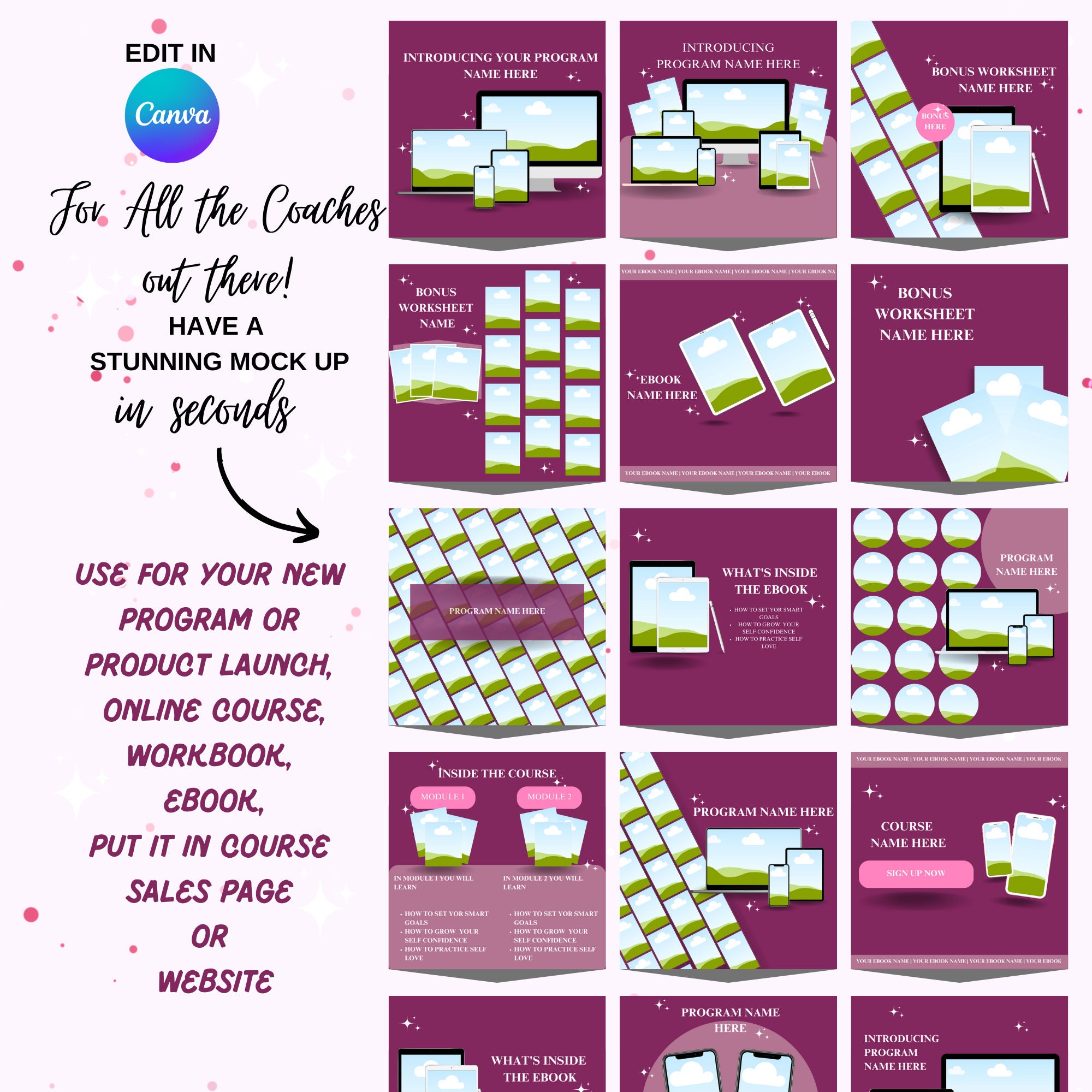 Mock up Template for Coaches, Course Creator Mockups, Digital Product ...