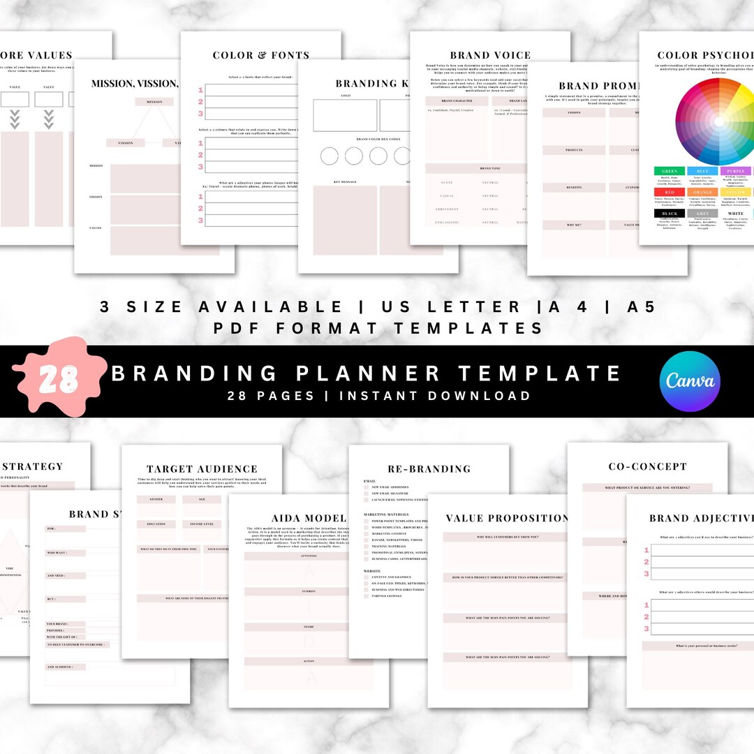 EDITABLE Personal Business Organizer Printable Branding Planner Binder ...
