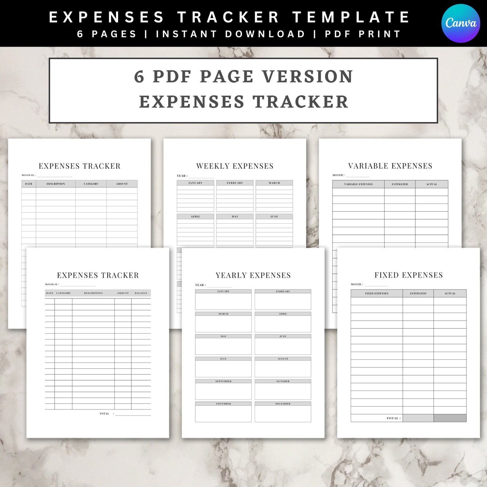 Income & Expense Tracker Printable PDF | Business Financial Planner ...