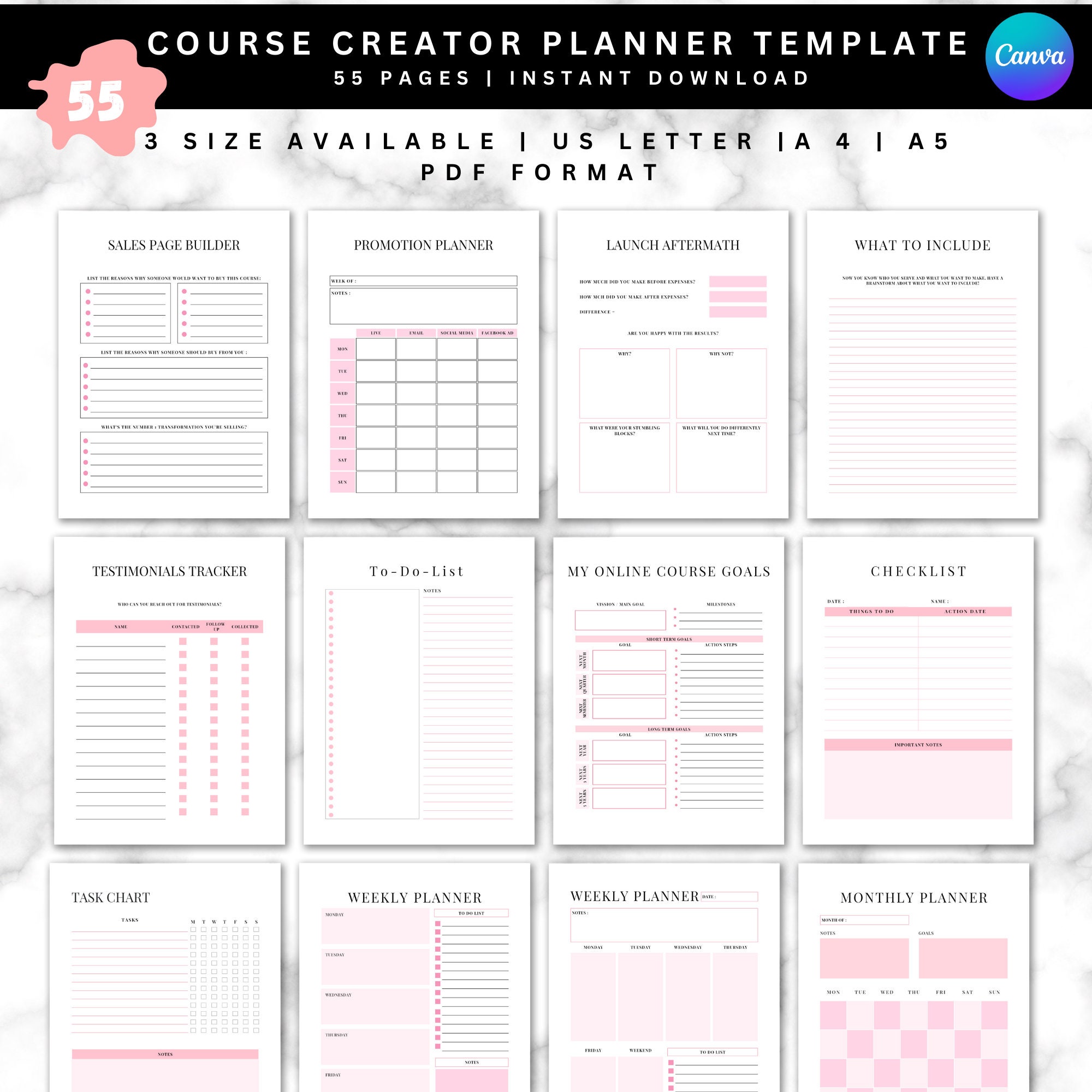 Editable Printable Online Course Planner Course Creator Planner ...