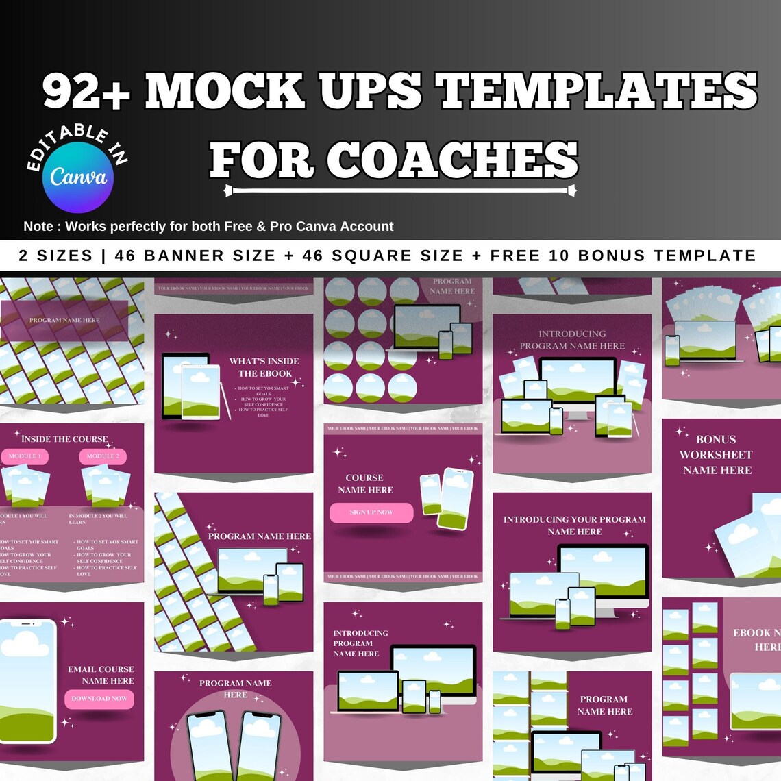 92++ Mockup Template for Coaches, Course Creator Mockups, Digital ...