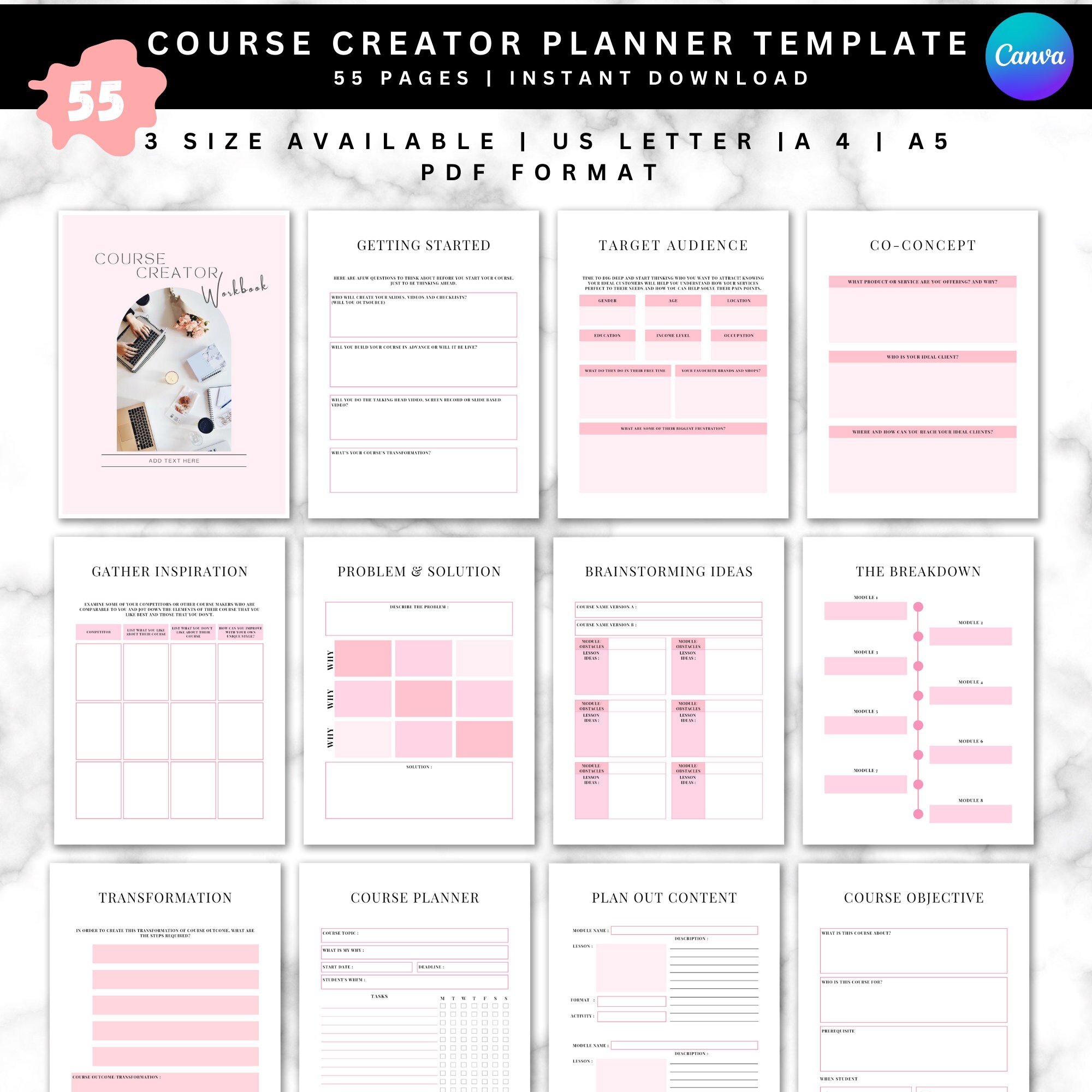 Editable Printable Online Course Planner Course Creator Planner ...