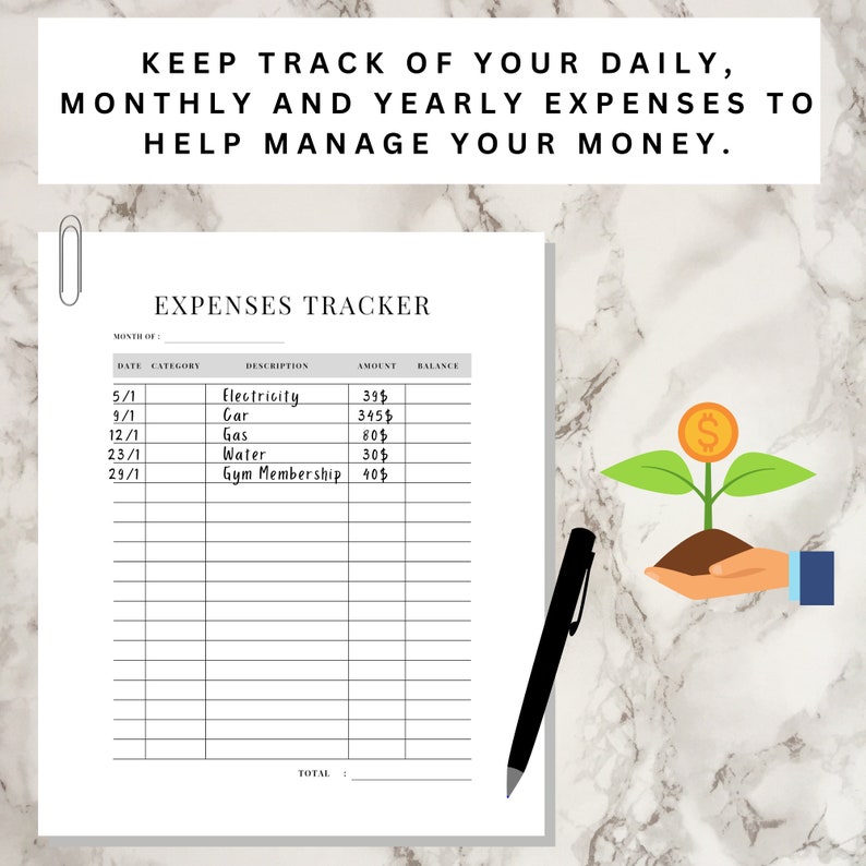 Income & Expense Tracker Printable PDF | Business Financial Planner ...