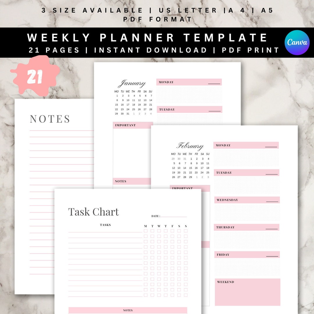 Weekly Planner 2024 | Weekly Schedule | Weekly Planner Printable ...