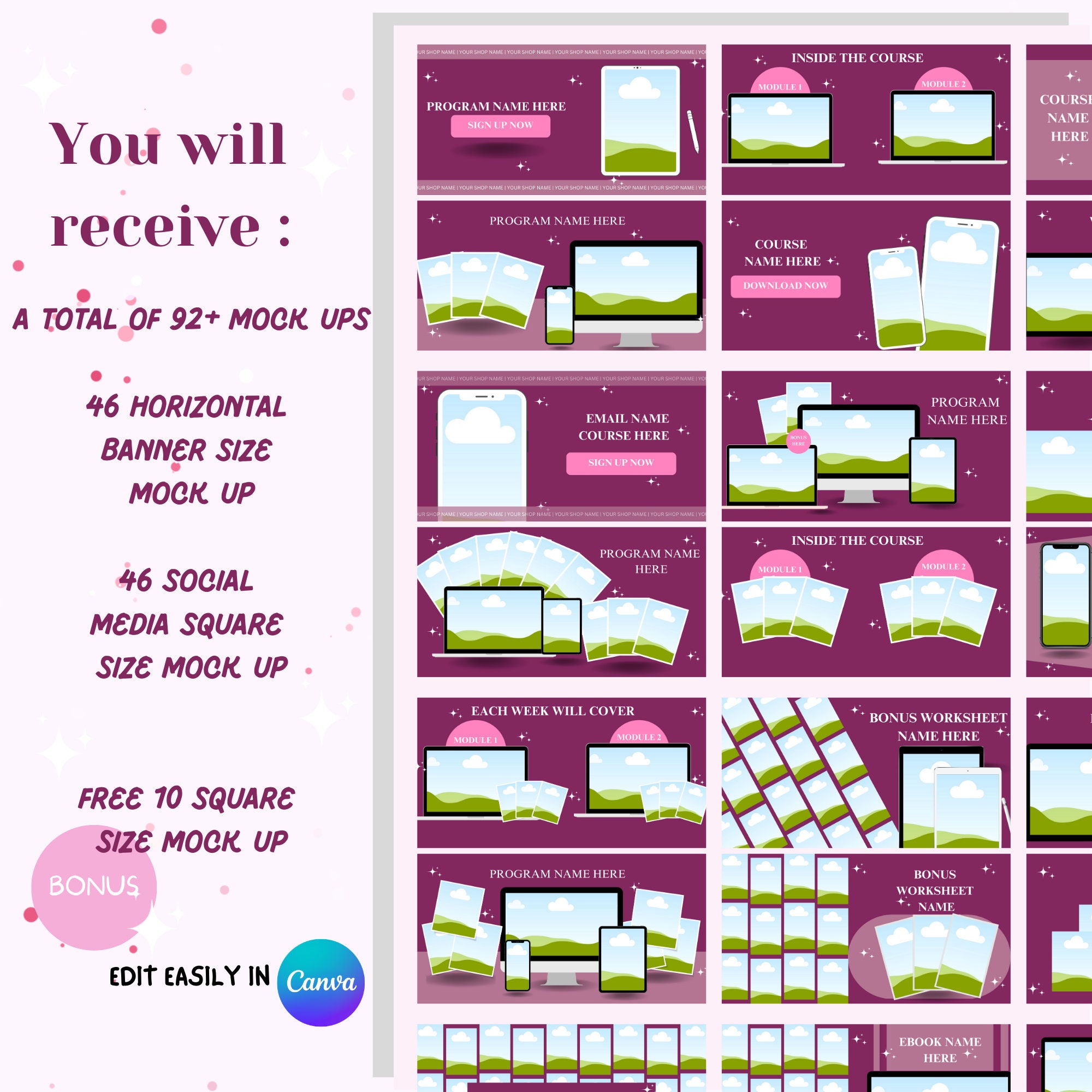 Mock up Template for Coaches, Course Creator Mockups, Digital Product ...