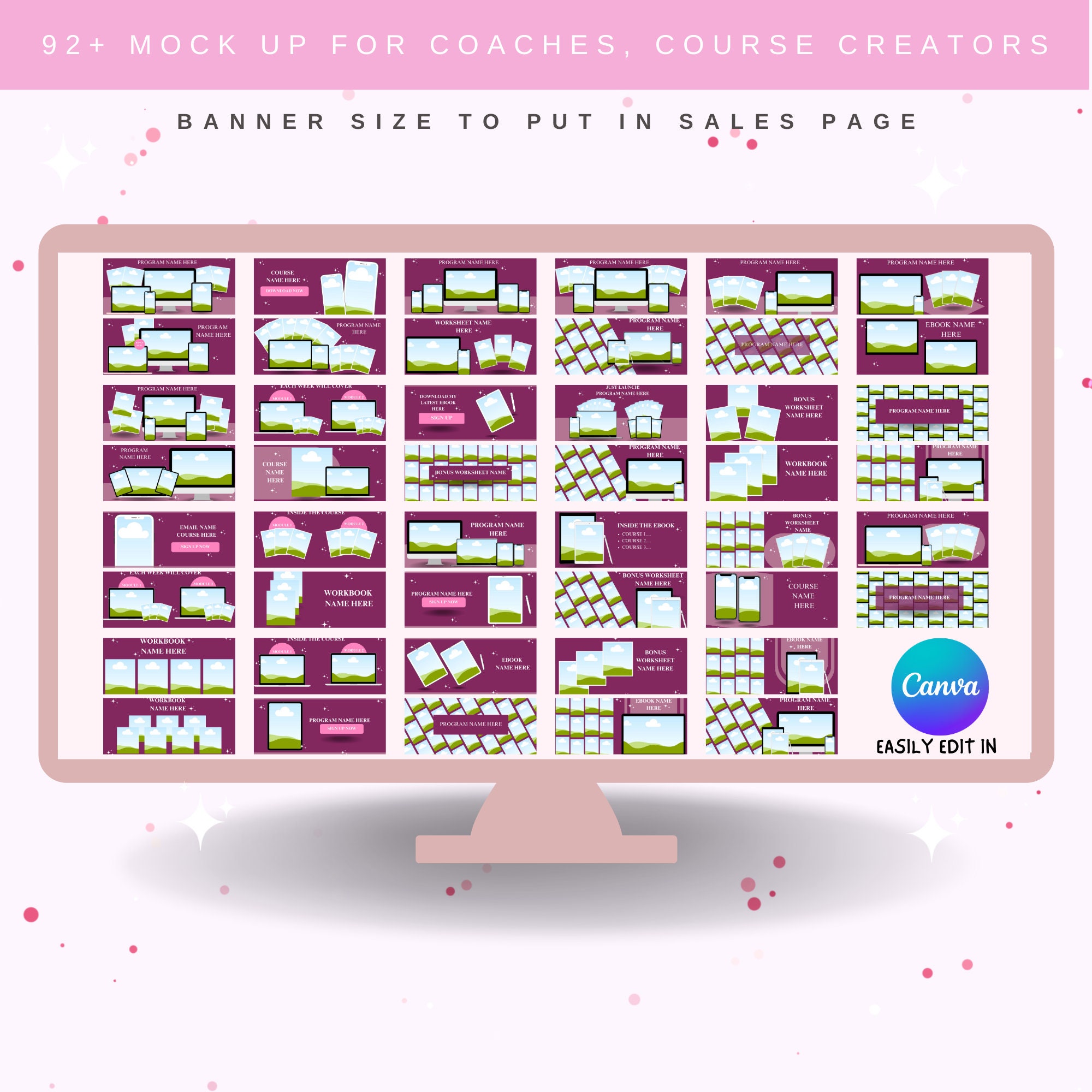 Mock up Template for Coaches, Course Creator Mockups, Digital Product ...