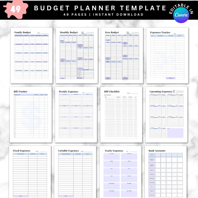 Editable Financial Planner Printable Budget Planner Finance Savings ...