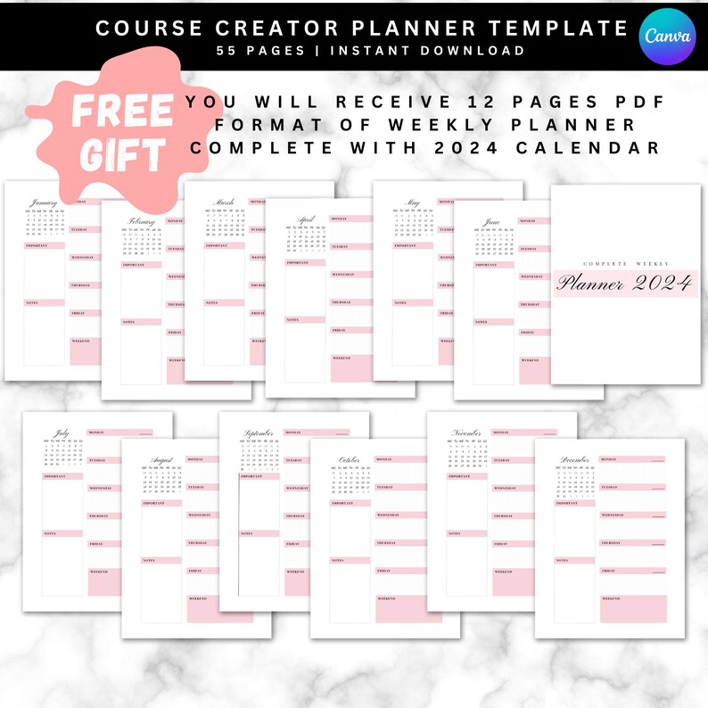 Editable Printable Online Course Planner Course Creator Planner ...