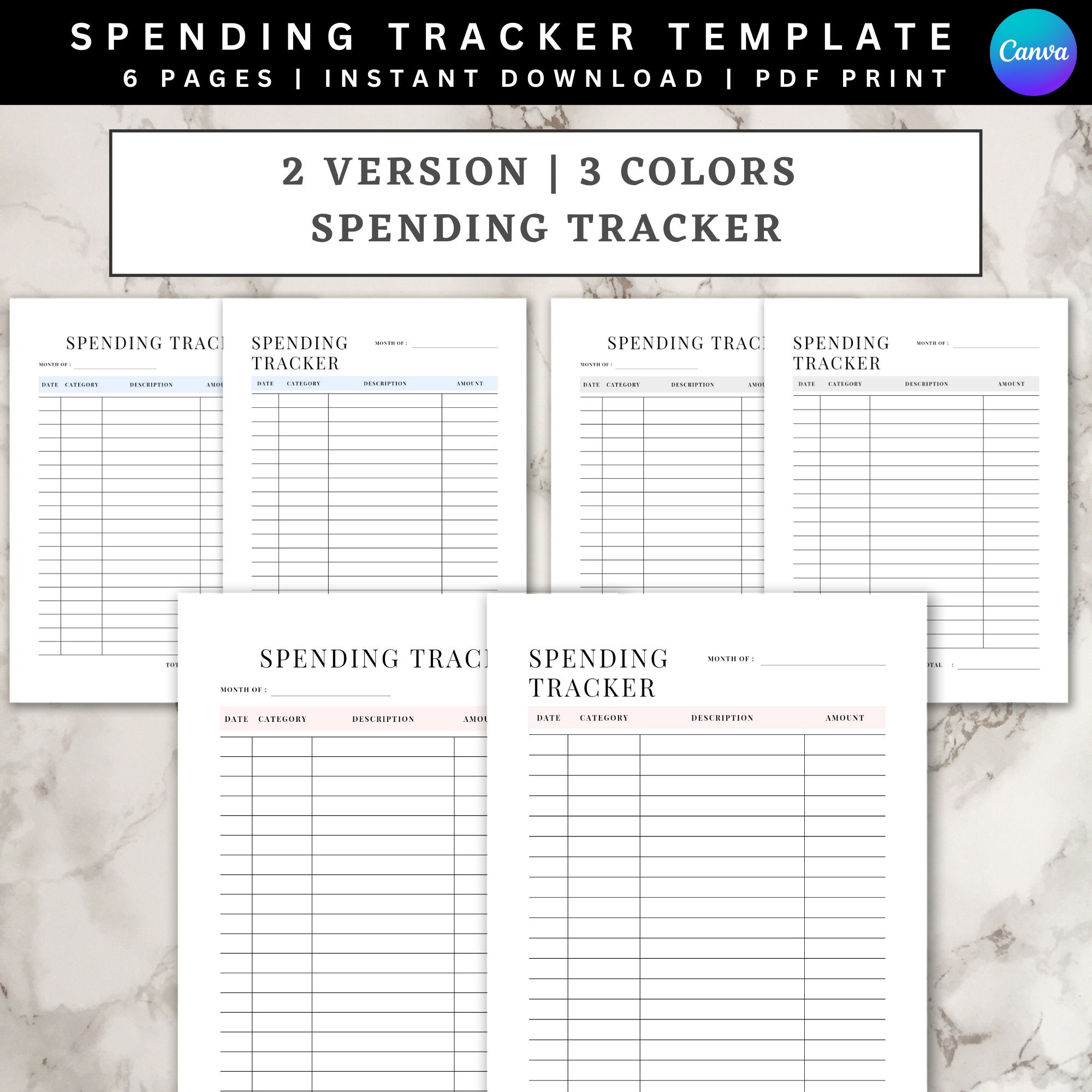 Printable Spending Tracker | Monthly Expense Planner | Budget Chart Pdf ...