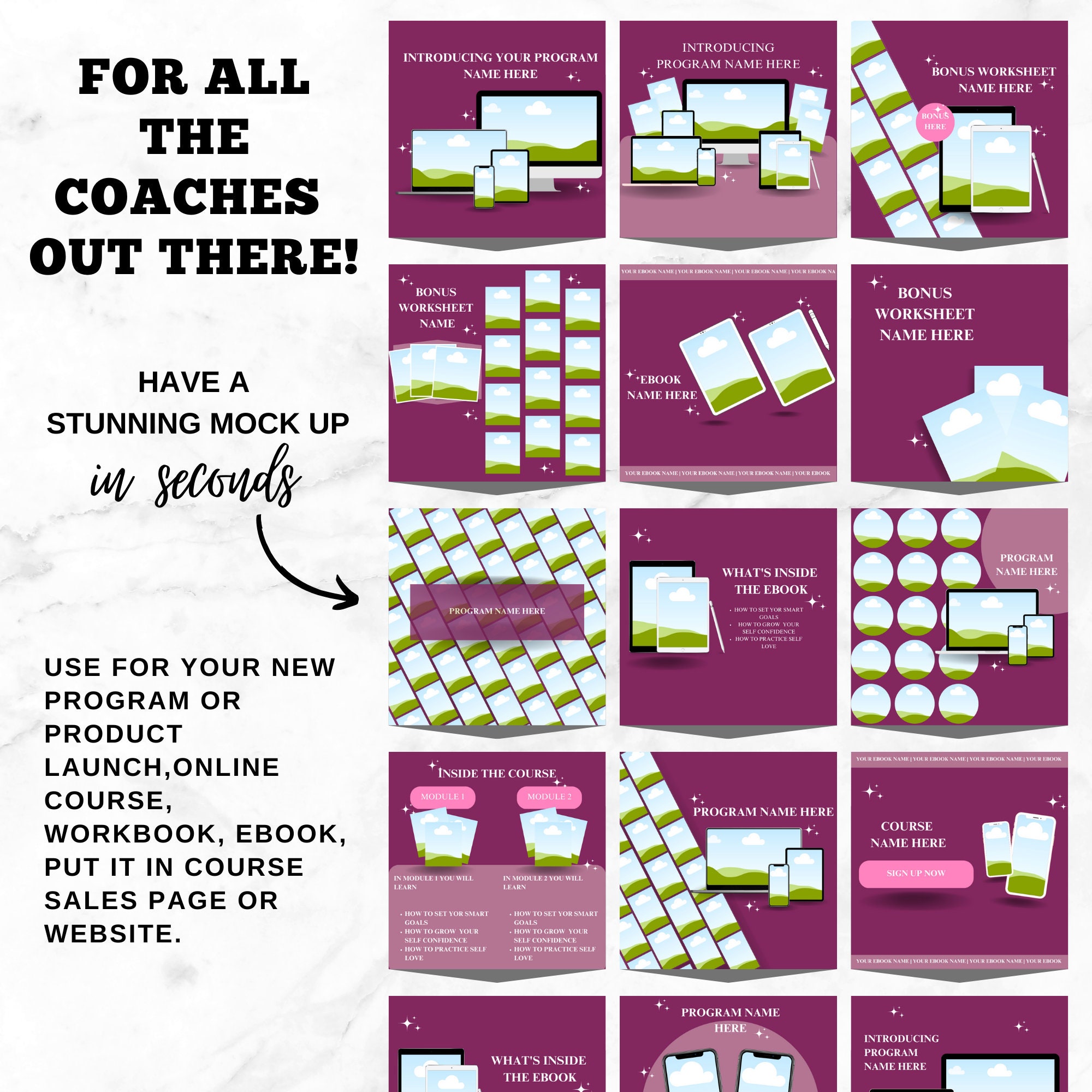 92++ Mockup Template for Coaches, Course Creator Mockups, Digital ...