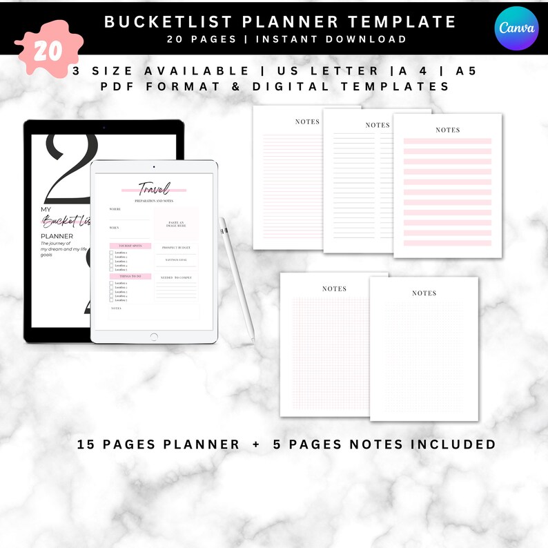 Editable Bucket List Printable Wish List Sheet Manifestation Journal ...