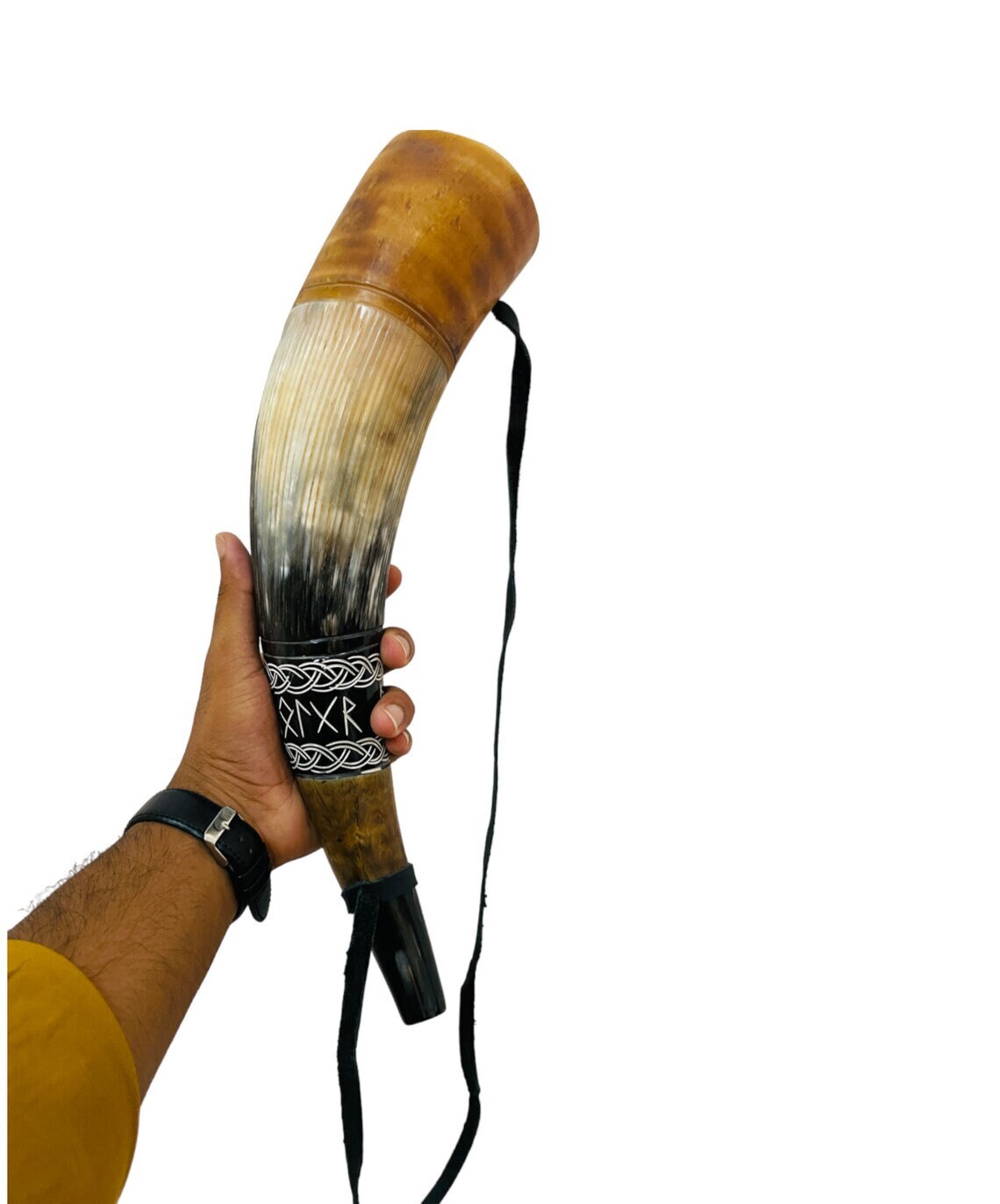 Viking War Horn 18" Battle Trumpet Crafted From Authentic Ox Horn – A ...