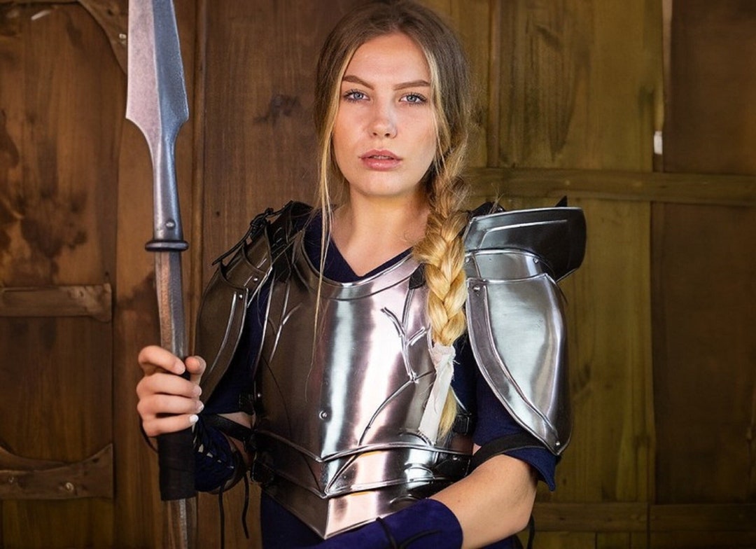 Handmade Lady Armor Jacket With Shoulder Plates 18 Gauge Steel, Perfect ...