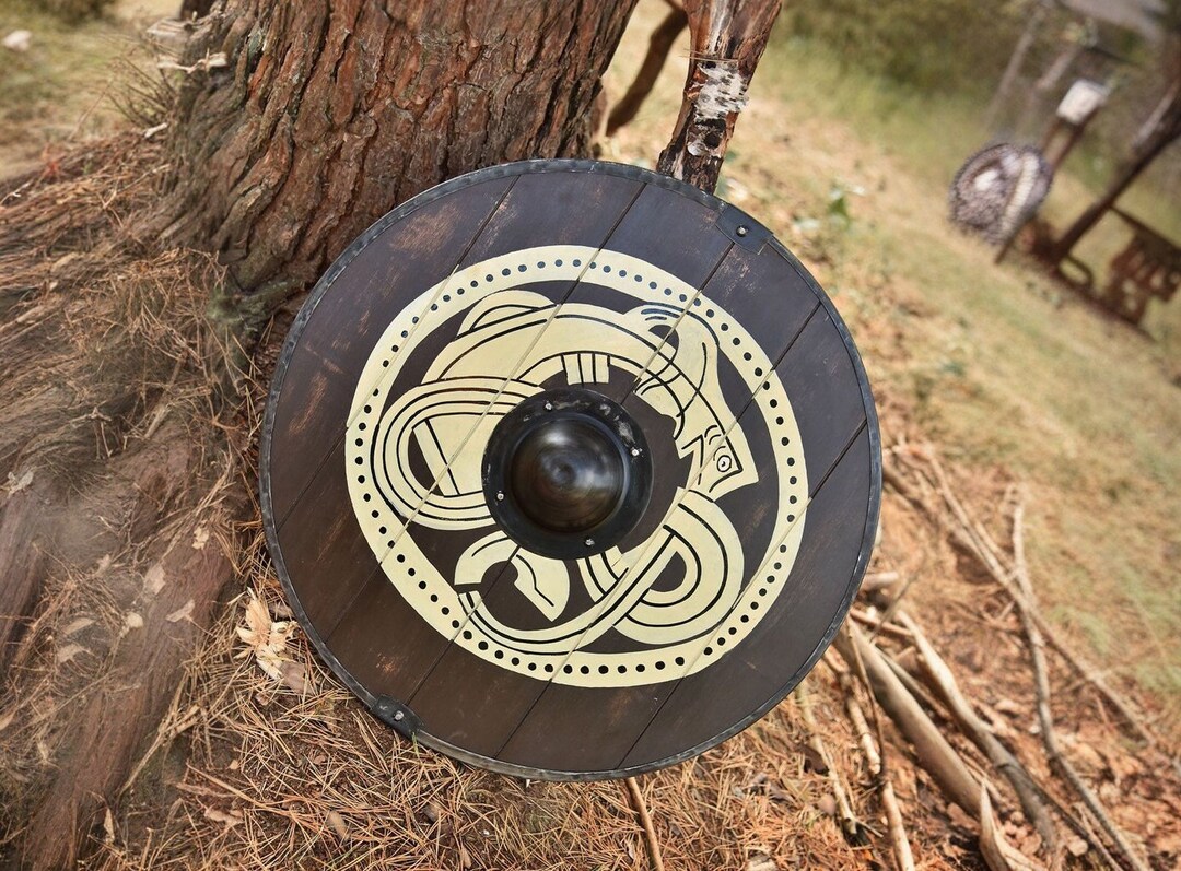 Gripping Beast Motif Viking Shield - Hand-painted | Norse Shield | Wall ...