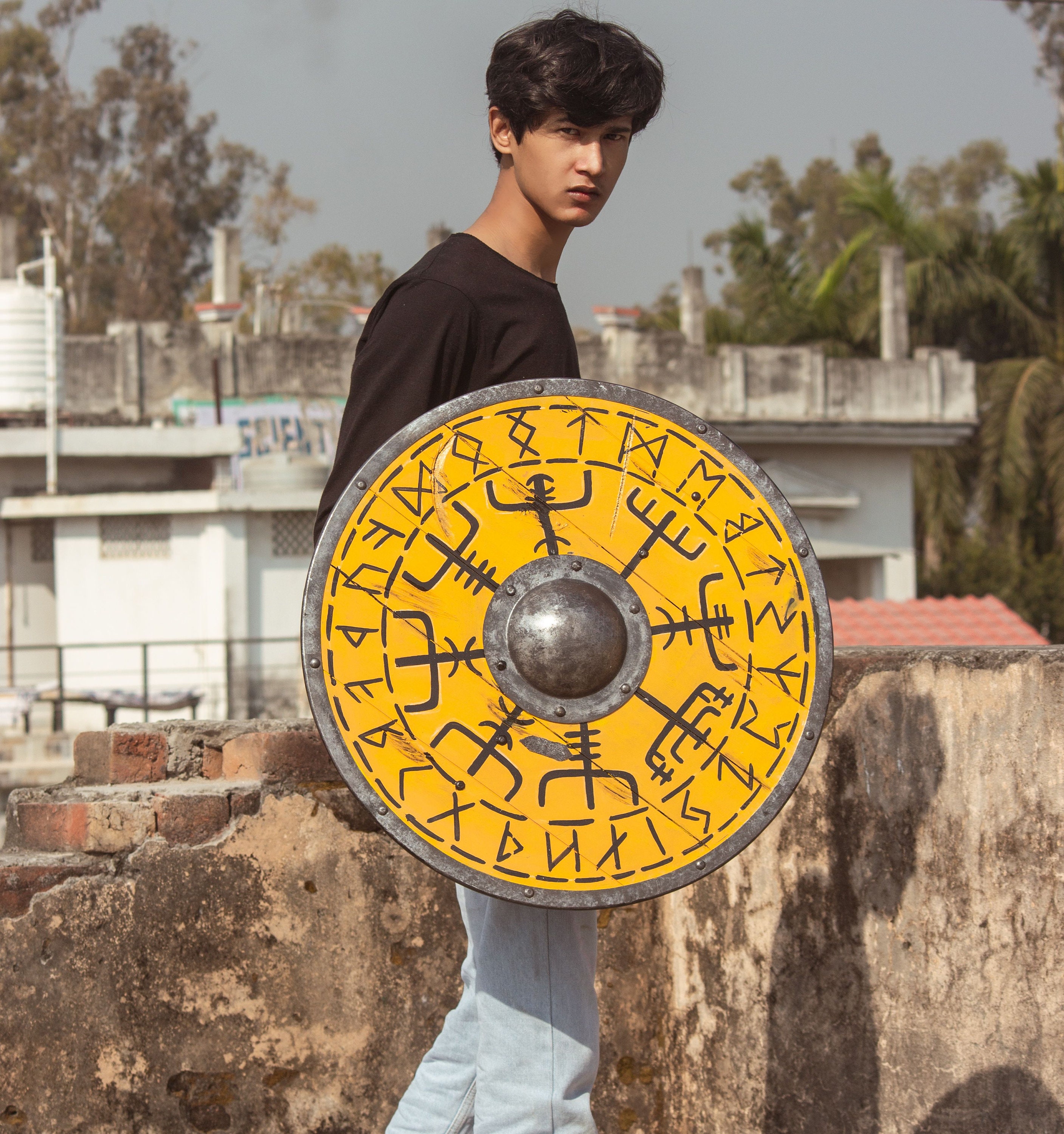 Vegvisir Wooden Viking Shield Knight Valhalla, Handmade Gift ...