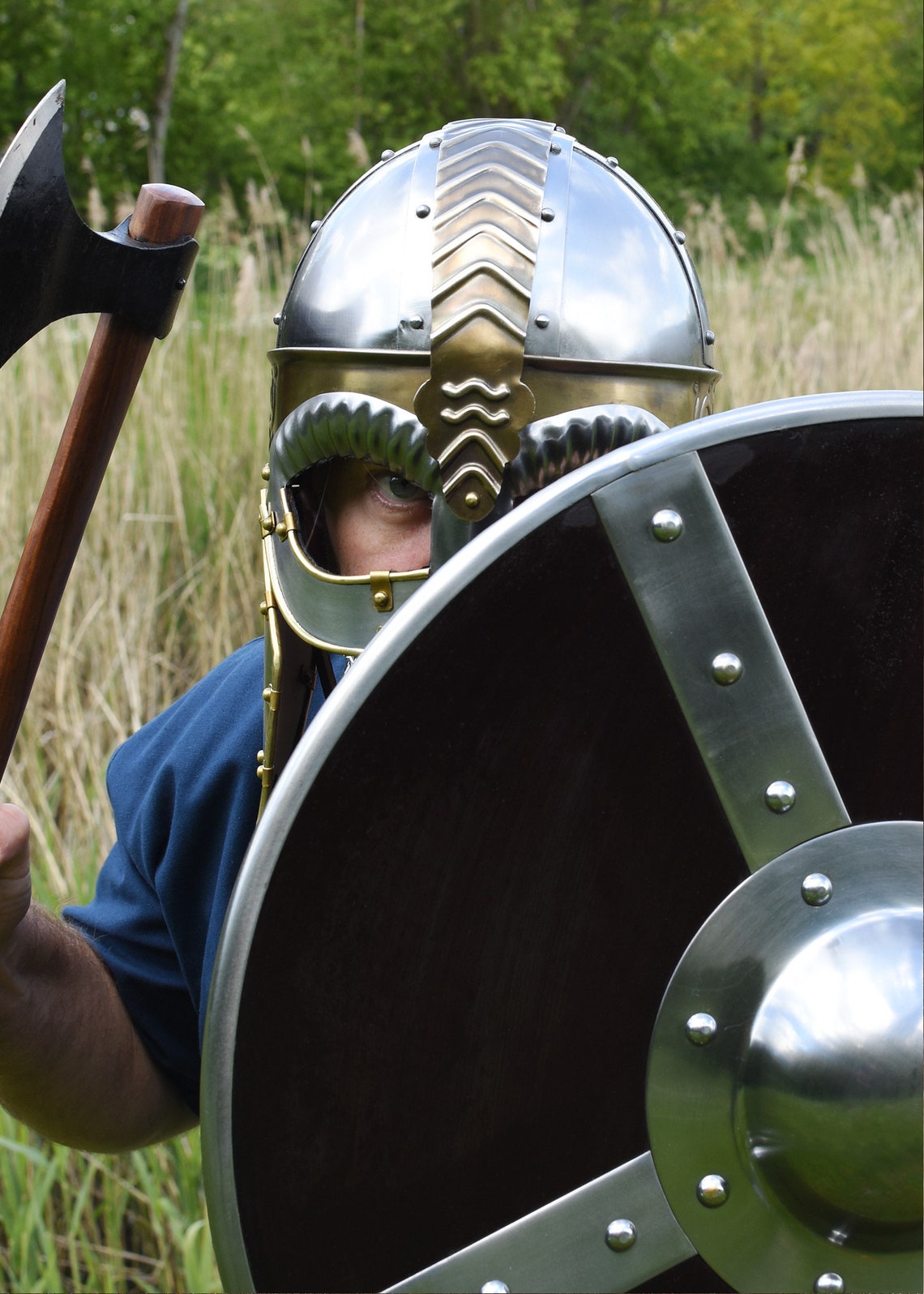 Handmade Beowulf Spectacle Helmet | Viking Chainmail Armor, Cheek ...