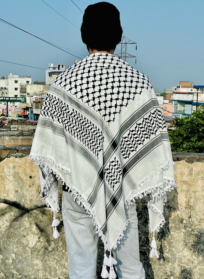 Handmade Made in Palestine Keffiyeh Kufiya Scarf Traditional Shemagh ...