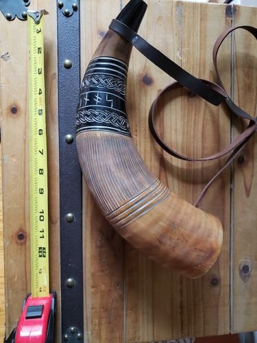 Viking War Horn 18" Battle Trumpet Crafted From Authentic Ox Horn – A ...