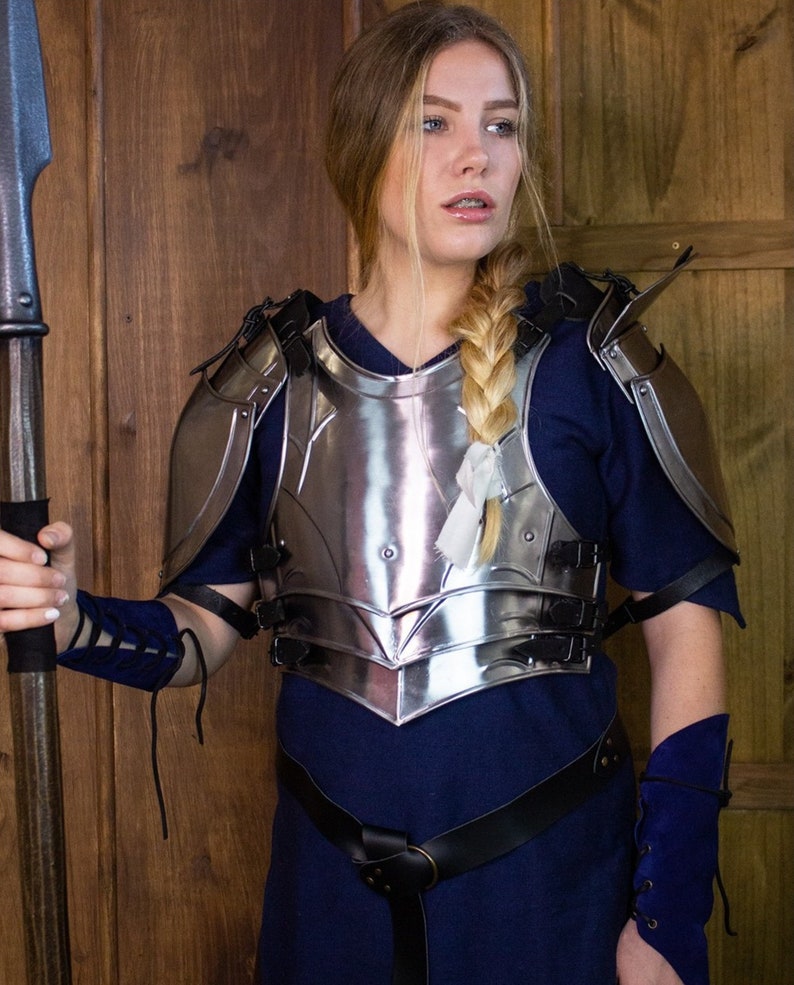 Handmade Lady Armor Jacket With Shoulder Plates 18 Gauge Steel, Perfect ...