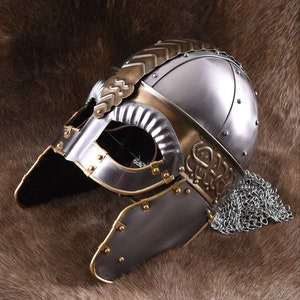 Handmade Beowulf Spectacle Helmet | Viking Chainmail Armor, Cheek ...