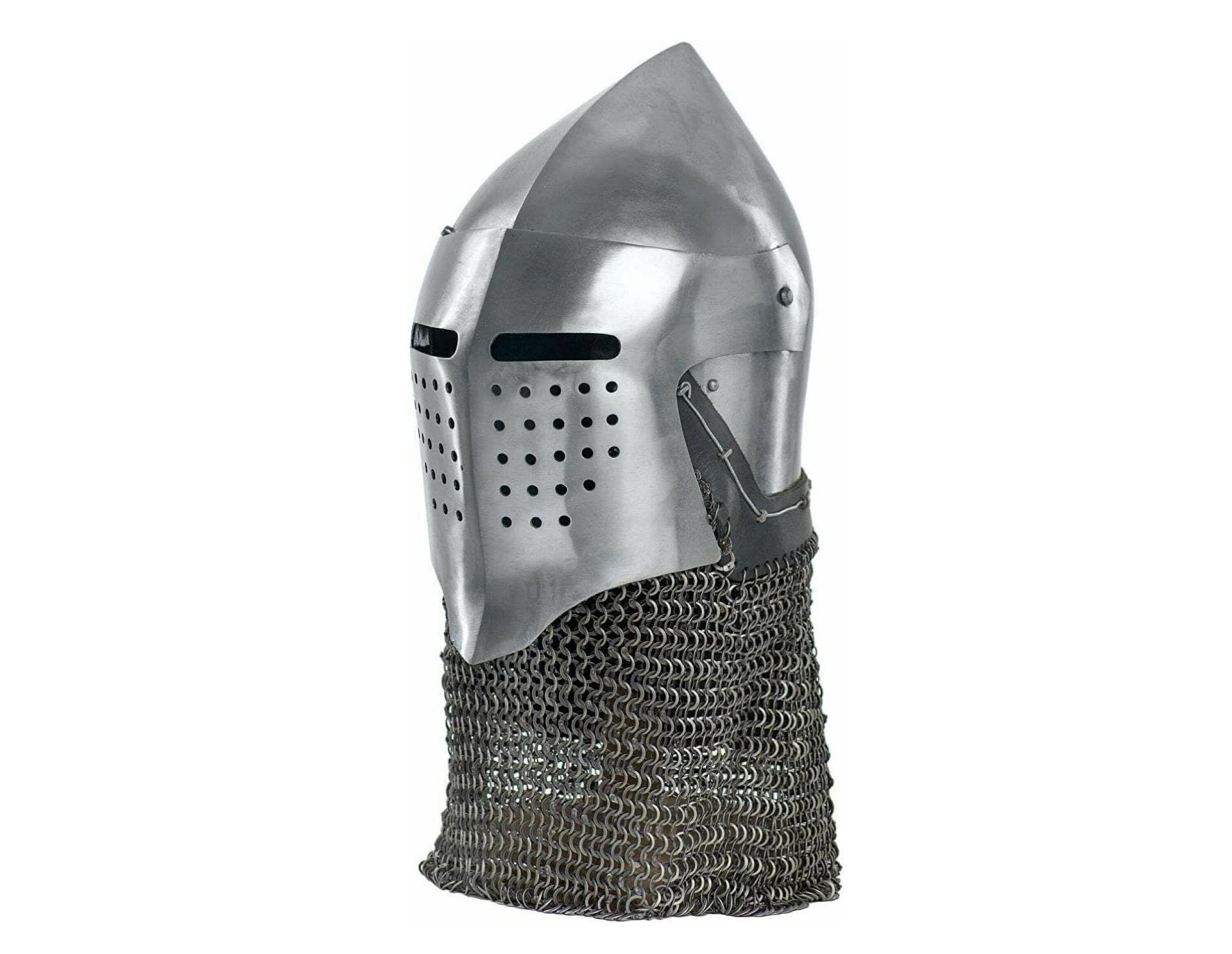 Medieval Helmet, Combat Bascinet, Chainmail Helmet Authentic Armor ...
