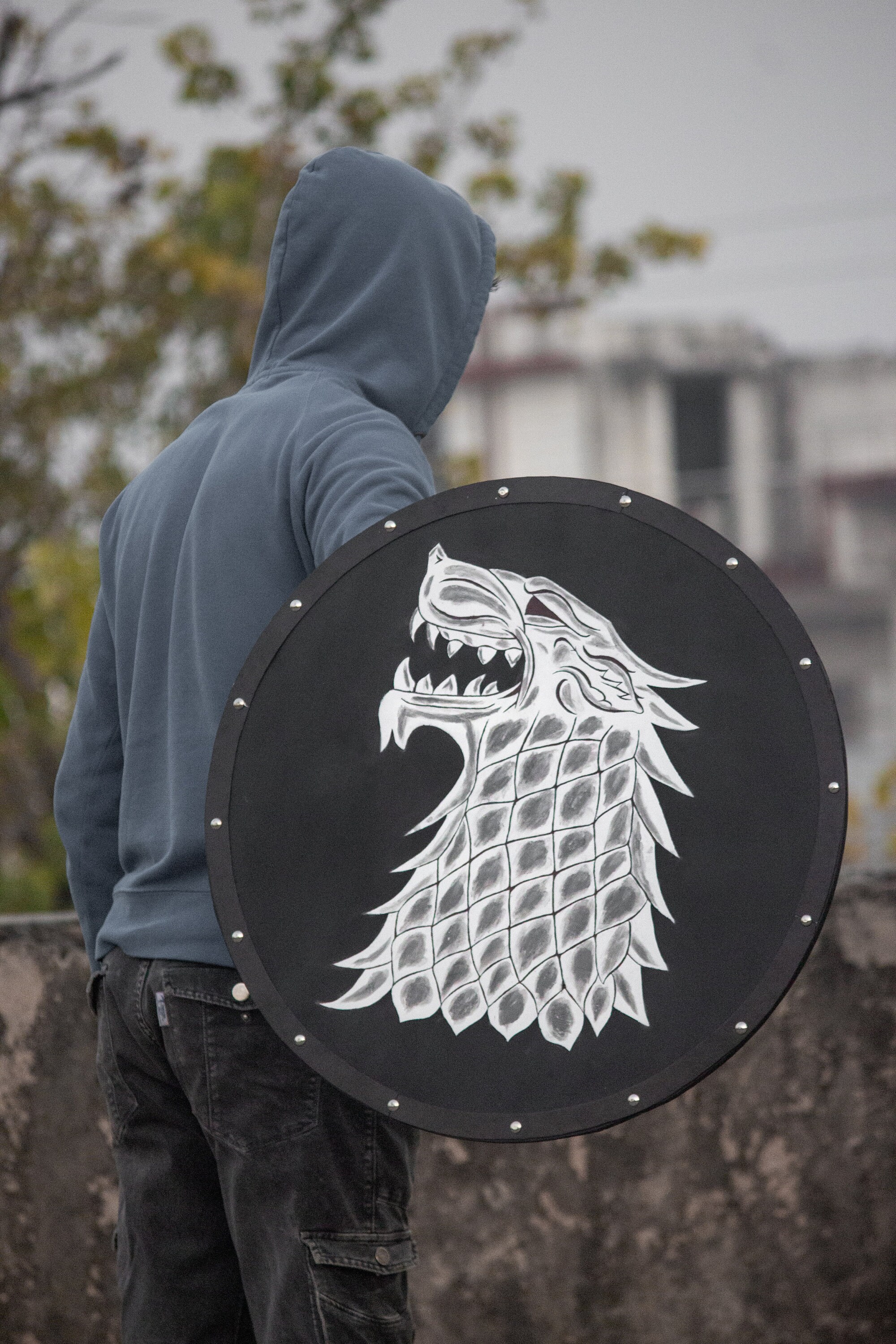 Viking Shield Game of Thrones Inspired Ned Stark Direwolf War Shield ...