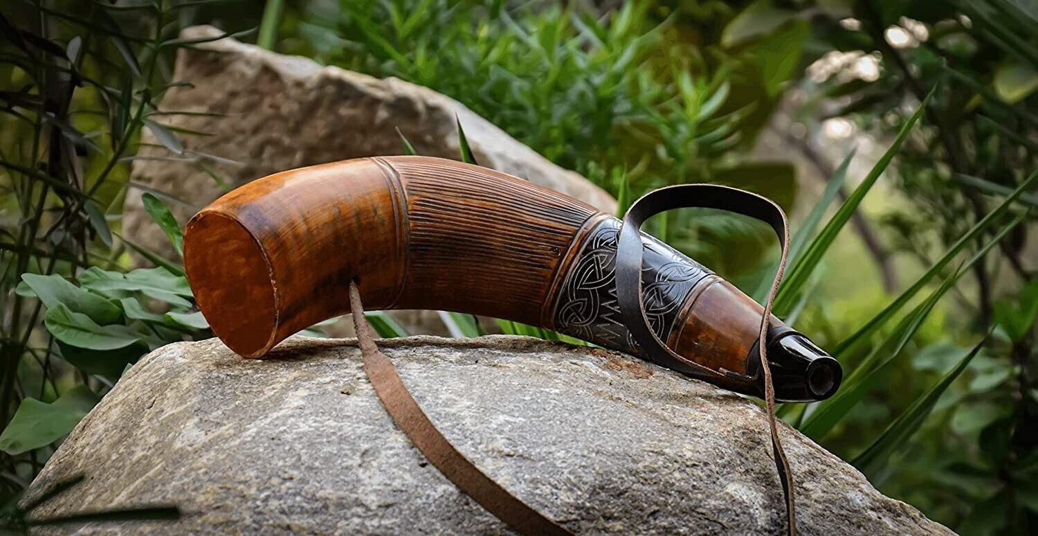 Viking War Horn 18" Battle Trumpet Crafted From Authentic Ox Horn – A ...