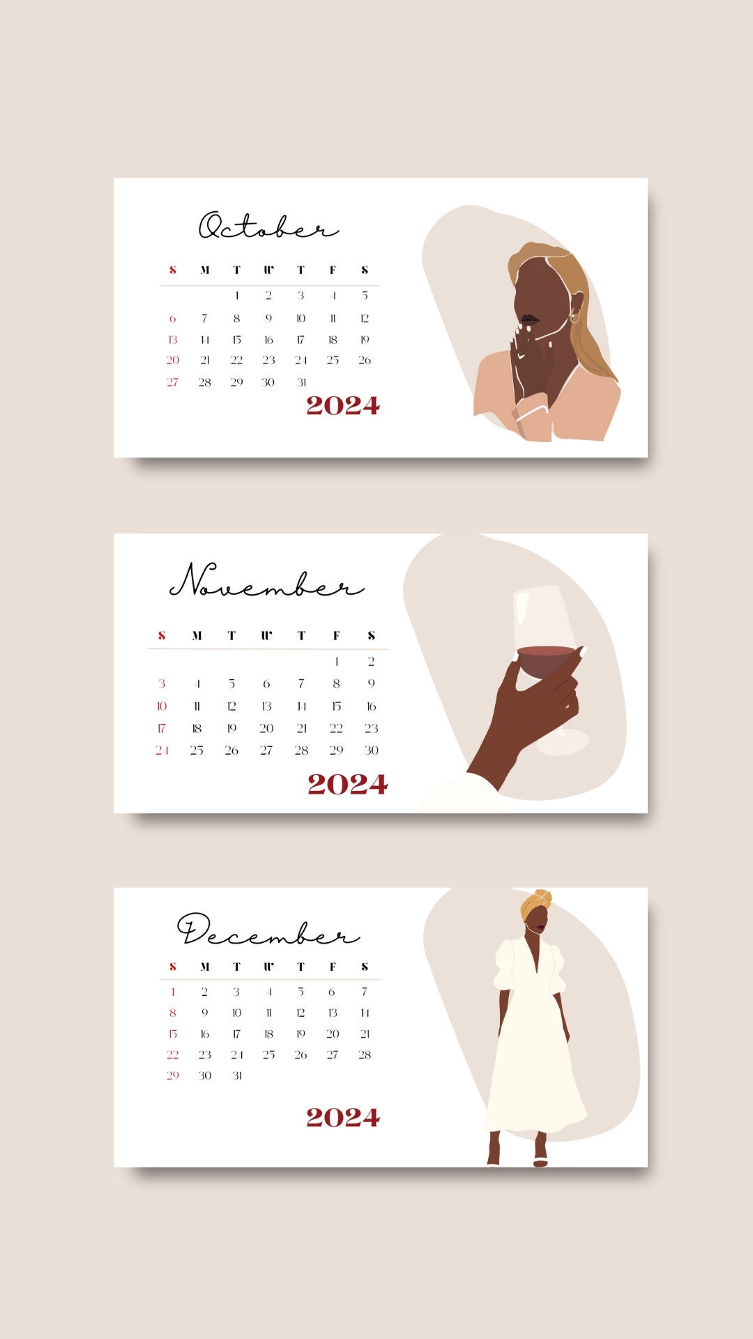 Black Women Wall Calendar, Wall Calendars, Desk Calendars,wall Art ...