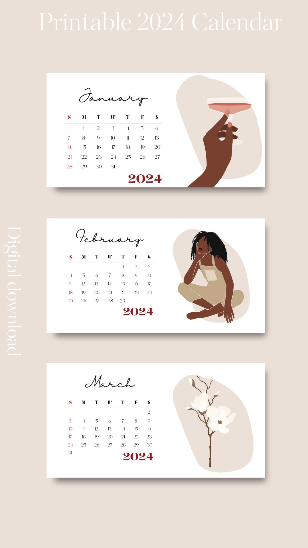 Black Women Wall Calendar, Wall Calendars, Desk Calendars,wall Art ...