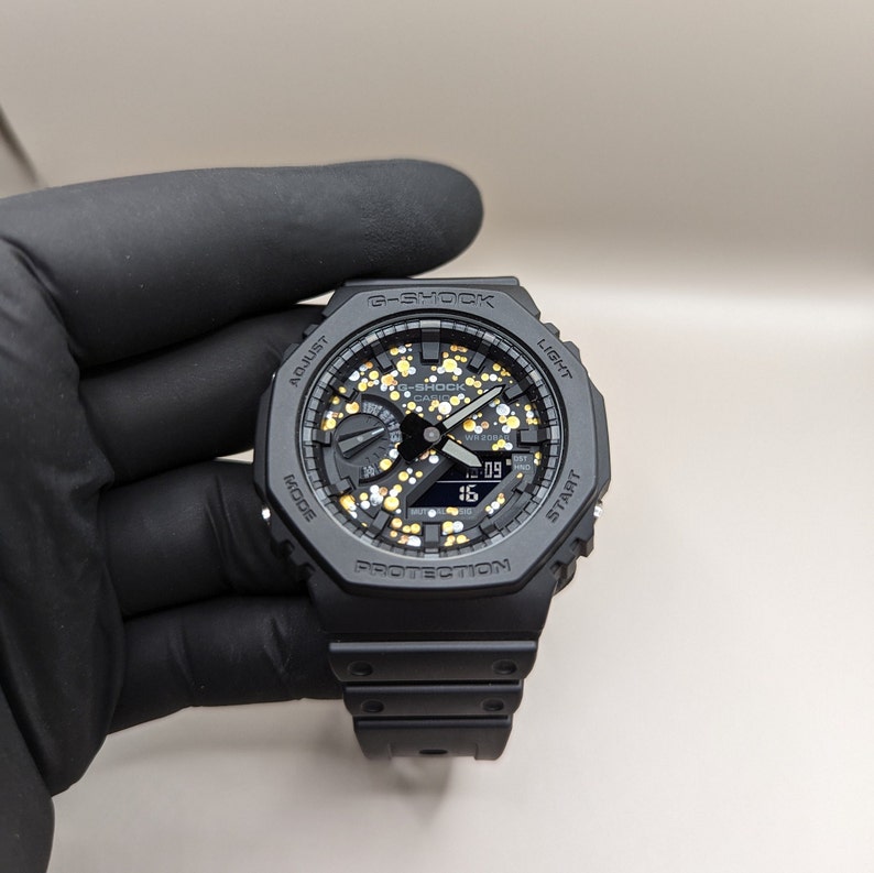 Custom Casio G-shock Painted by Hand - Golden Sky - Casioak GA-2100 ...