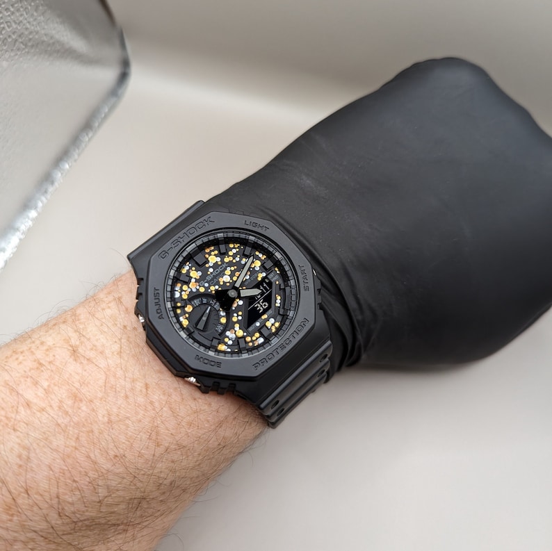 Custom Casio G-shock Painted by Hand - Golden Sky - Casioak GA-2100 ...