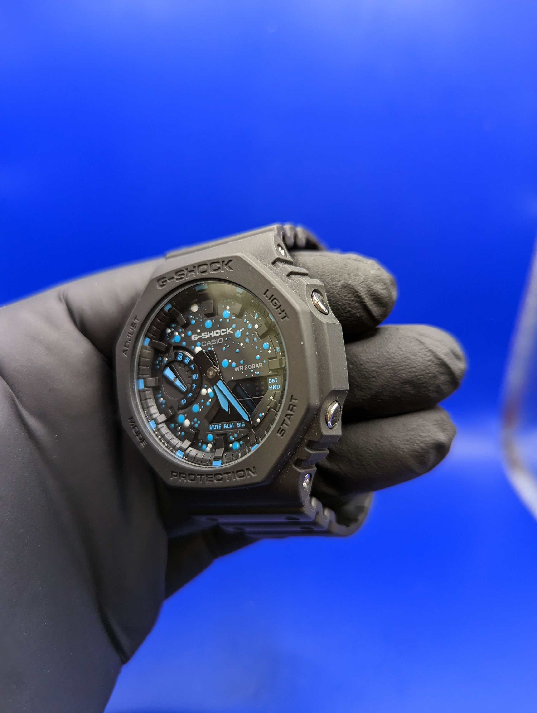 Custom Casio G-shock Painted by Hand Blue Stars GA-2100 Casioak 44mm - Etsy