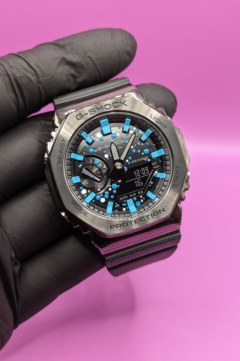 Custom Casio G-shock Painted by Hand Blue Stars GM-2100 Casioak 44mm - Etsy