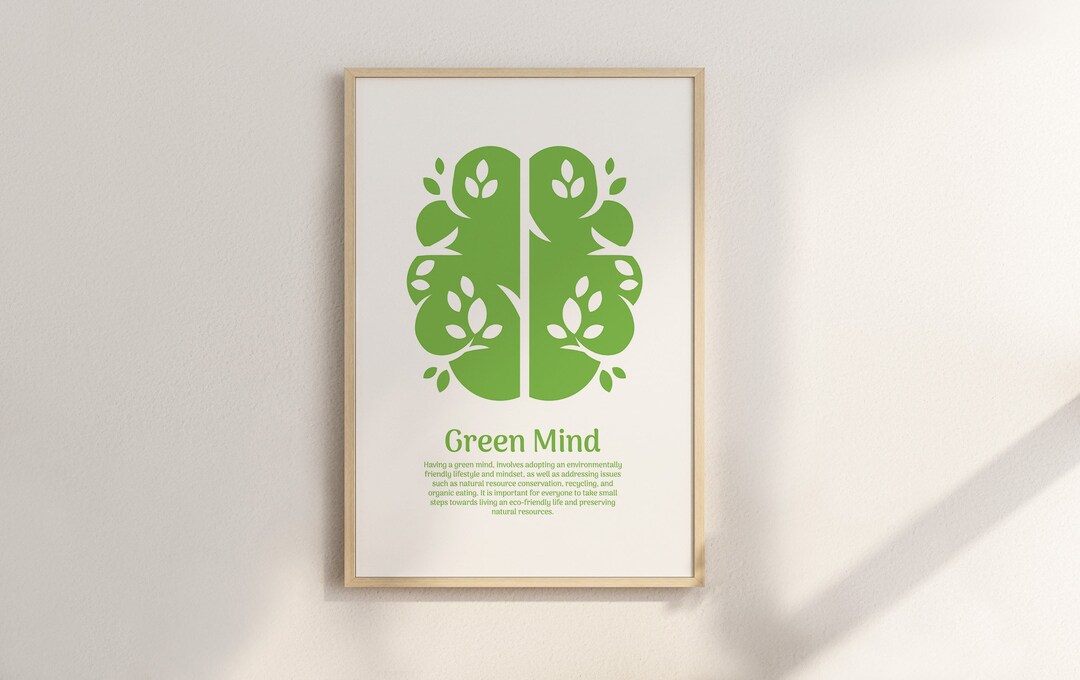 The Green Mind Poster, Brain Anatomy & Psychology, Mental Health Poster ...