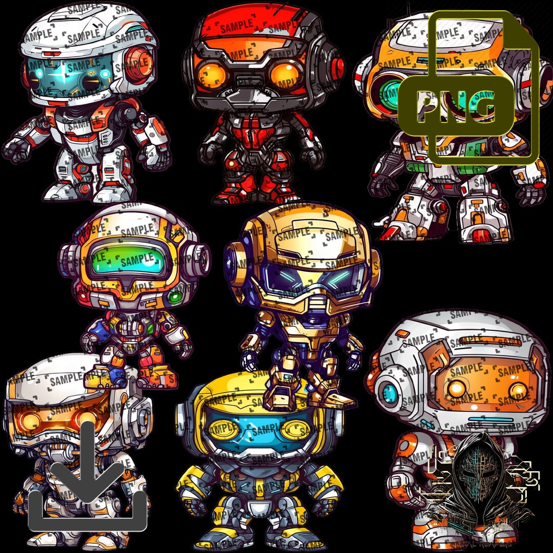 Cute Chibi Robots Digital Print - Printable Wall Art for Kids Room ...