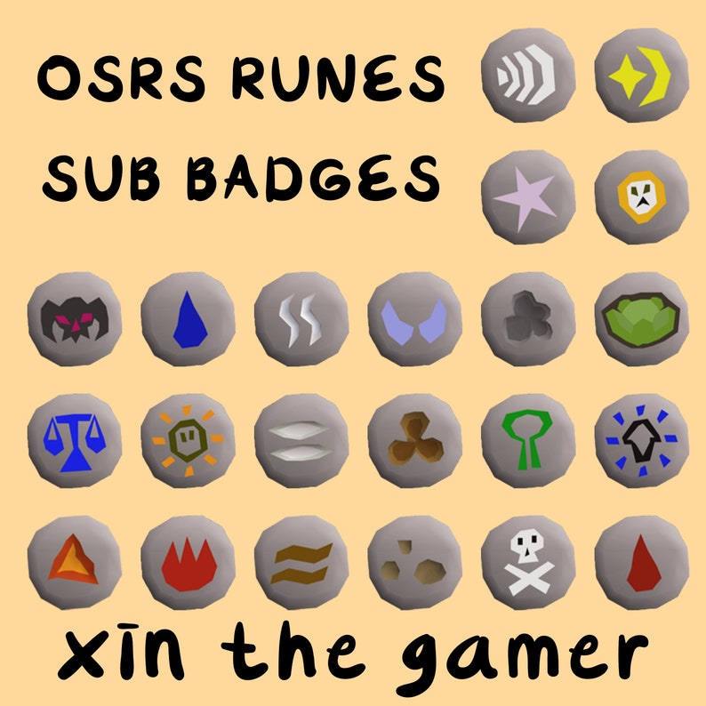 Old School Runescape Runes Sub Badges for Twitch - Etsy