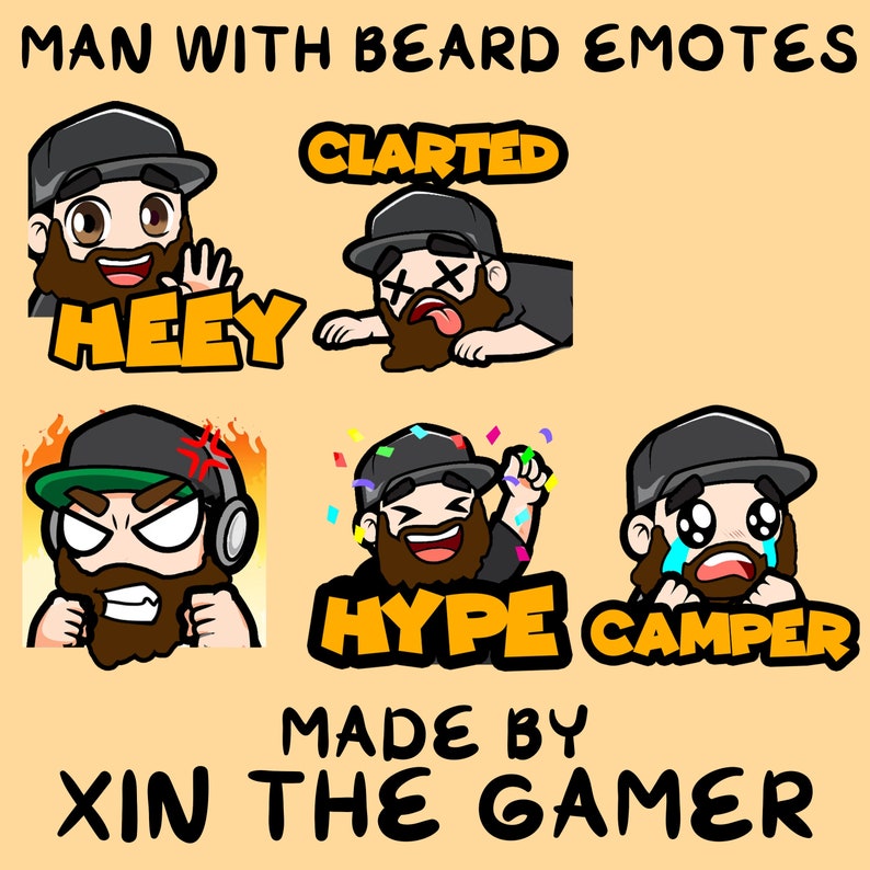 Man With Beard Emotes for Twitch - Etsy