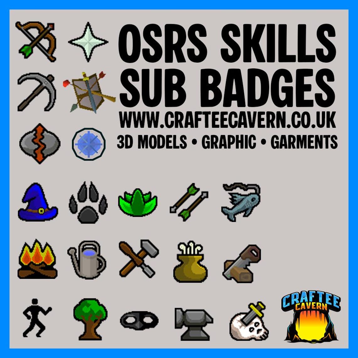 Old School Runescape Skill Icons Sub Badges for Twitch (with Combat ...