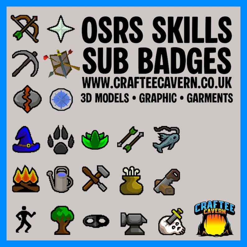 Old School Runescape Skill Icons Sub Badges for Twitch (with Combat ...