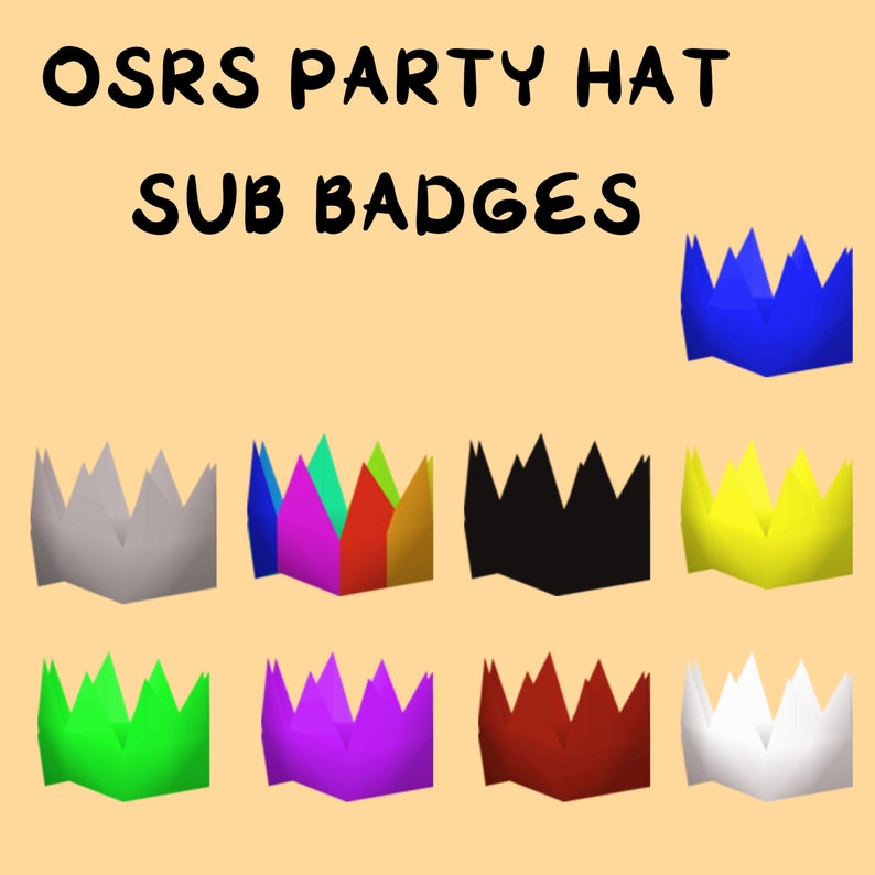 Old School Runescape Party Hat Sub Badges for Twitch - Etsy