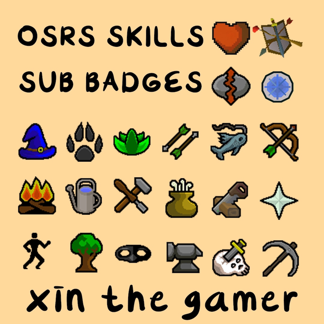 Old School Runescape Skill Icons Sub Badges for Twitch (with Combat ...