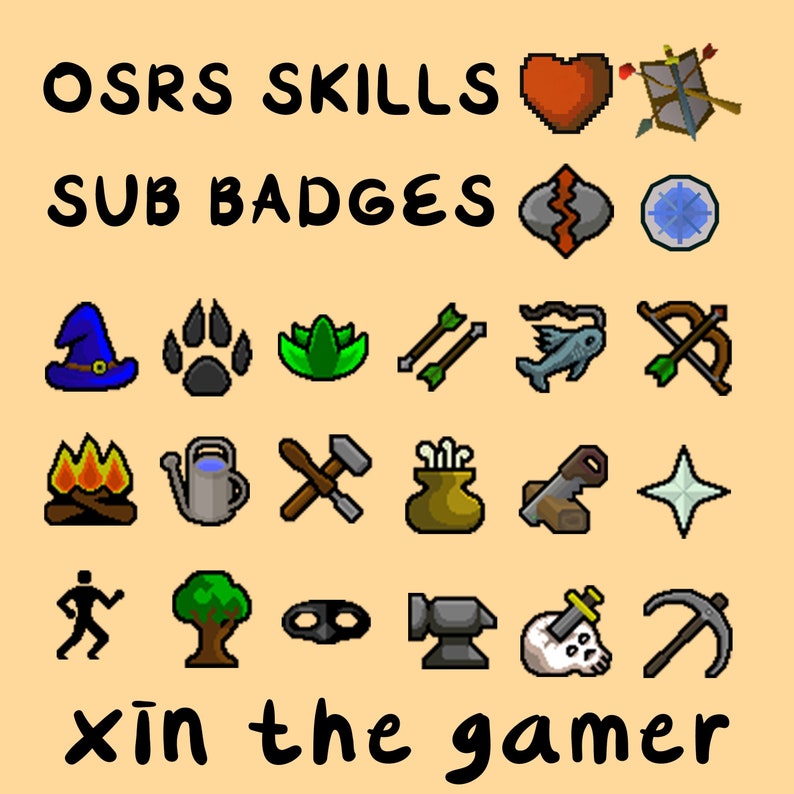 Old School Runescape Skill Icons Sub Badges for Twitch (with Combat ...