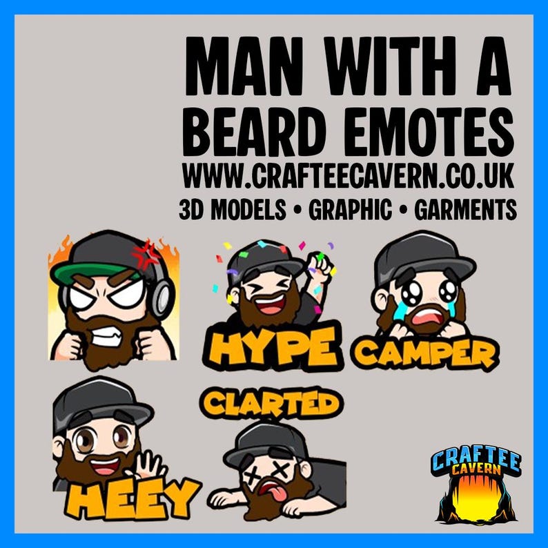 Man With Beard Emotes for Twitch - Etsy