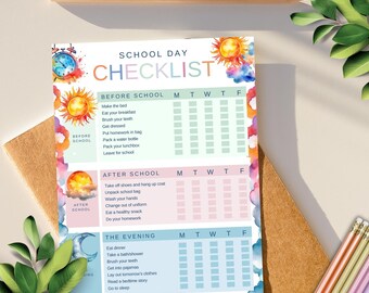 Daily Routine Checklist for Kids Back to School Editable - Etsy
