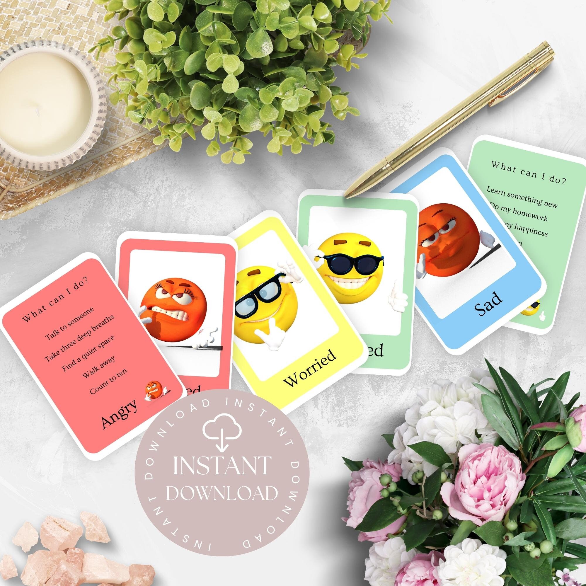 Zones of Regulation Emoji Flashcards Understanding Big - Etsy UK