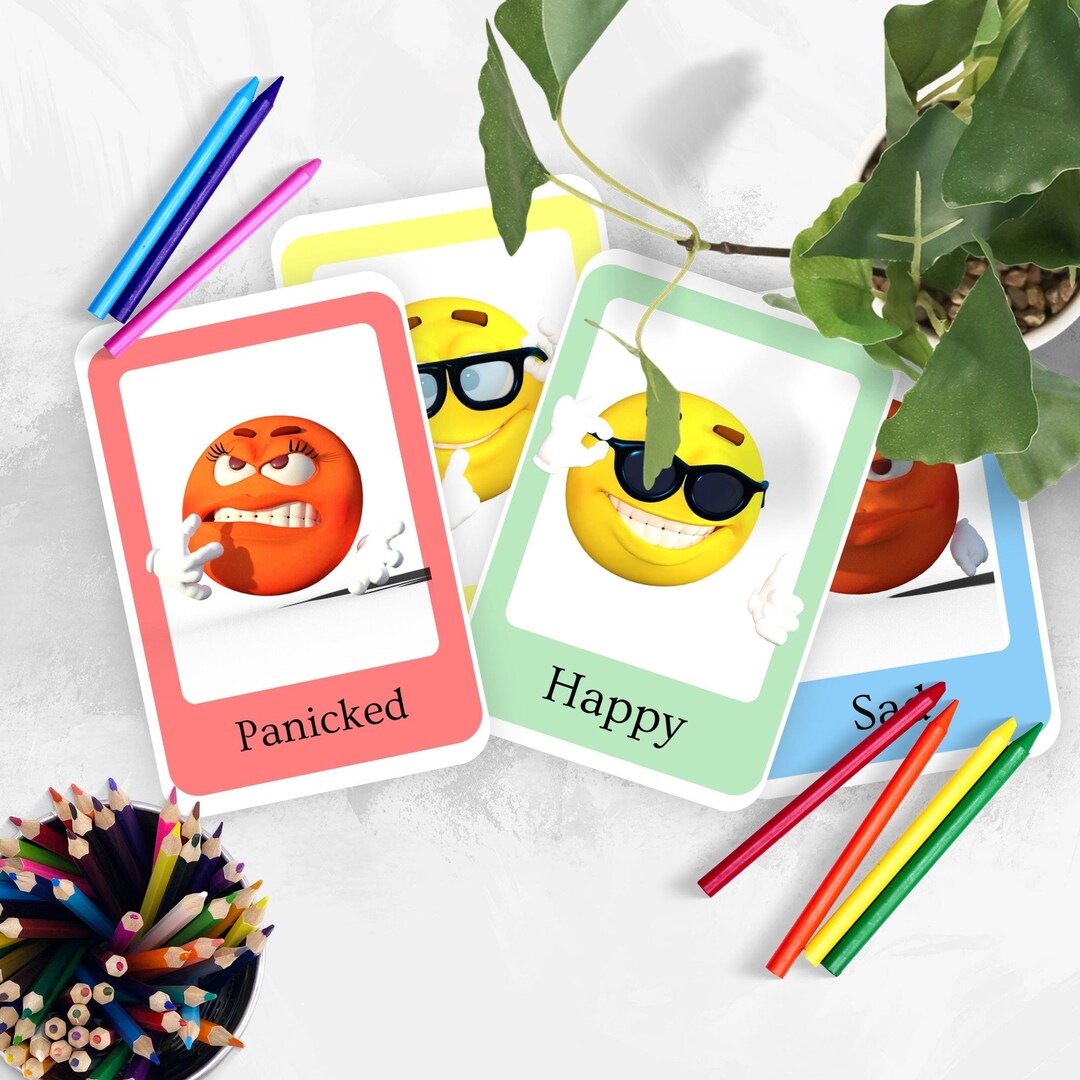 Zones of Regulation Emoji Flashcards Understanding Big - Etsy UK